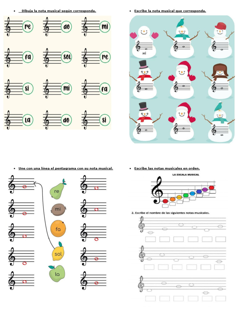 Actividades de Notas Musicales para Niños | PDF