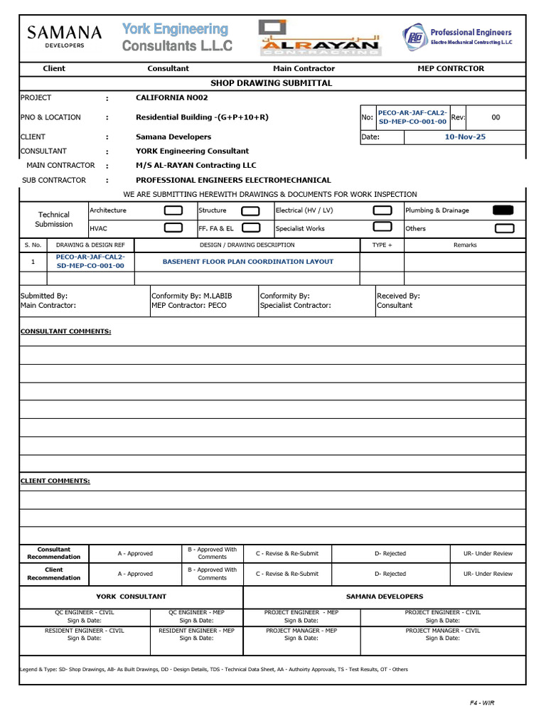 SD-CO-001-COORDINATION PUMP ROOM LAYOUT Shop Drawing Submittal (YORK) | PDF | Design | Technical ...