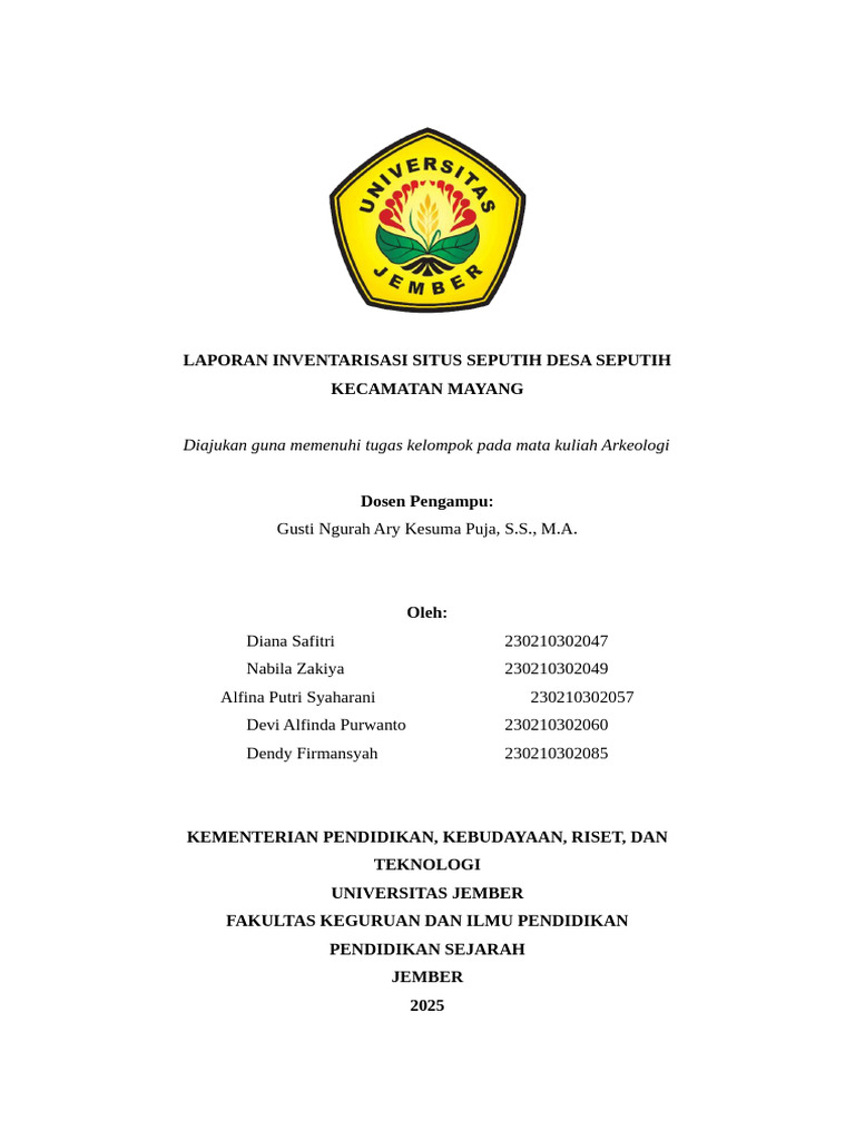 UTS Arkeologi - Laporan Inventarisasi - Kelompok 4-1 | PDF