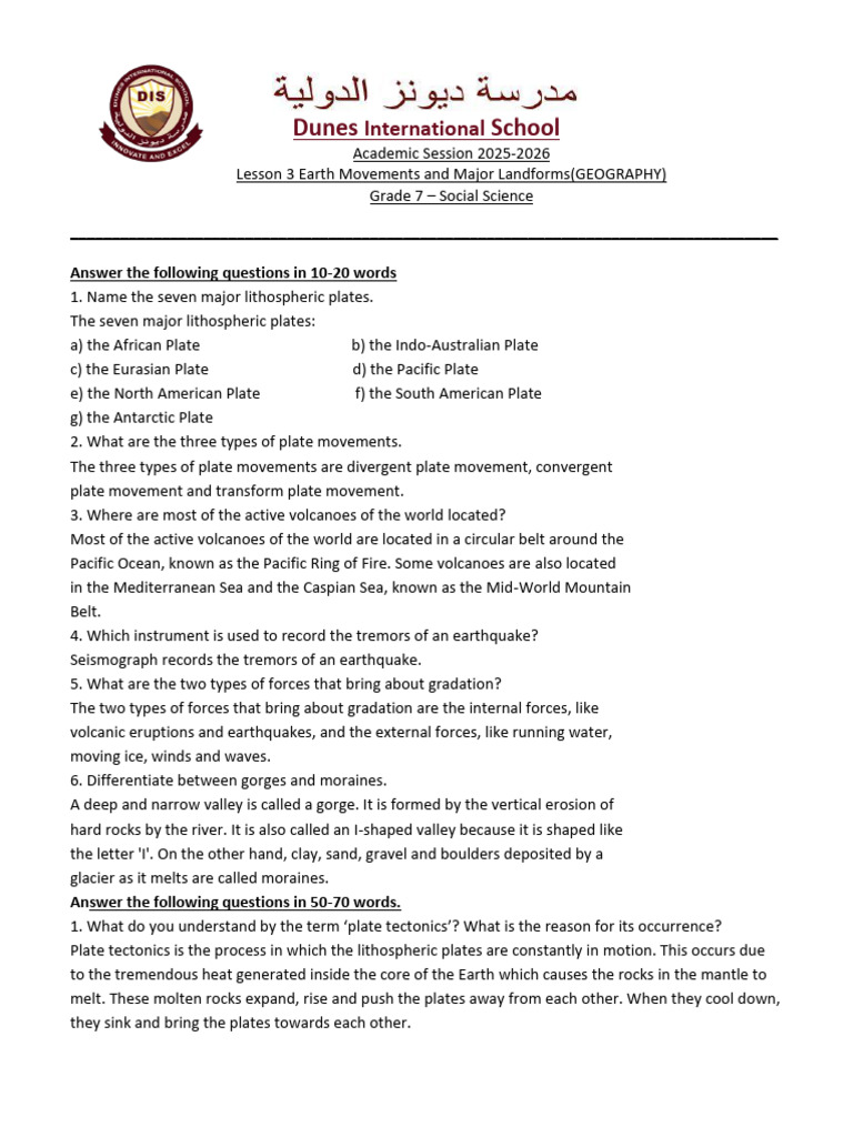 The Earth Movements and Major Landforms - Notes | PDF | Volcano | River ...