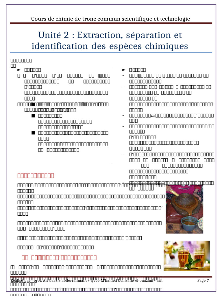 Extraction Separation Et Identification Des Especes Chimiques Cours 3 | PDF