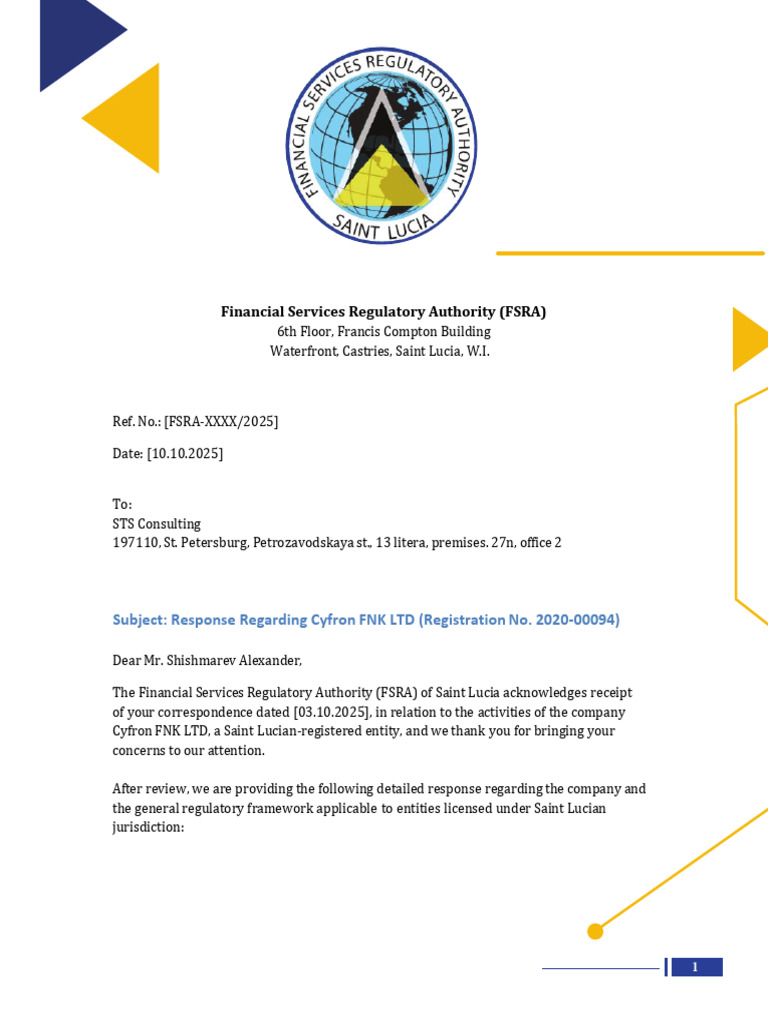 Full FSRA Response (1) | PDF | Regulatory Compliance | Fraud