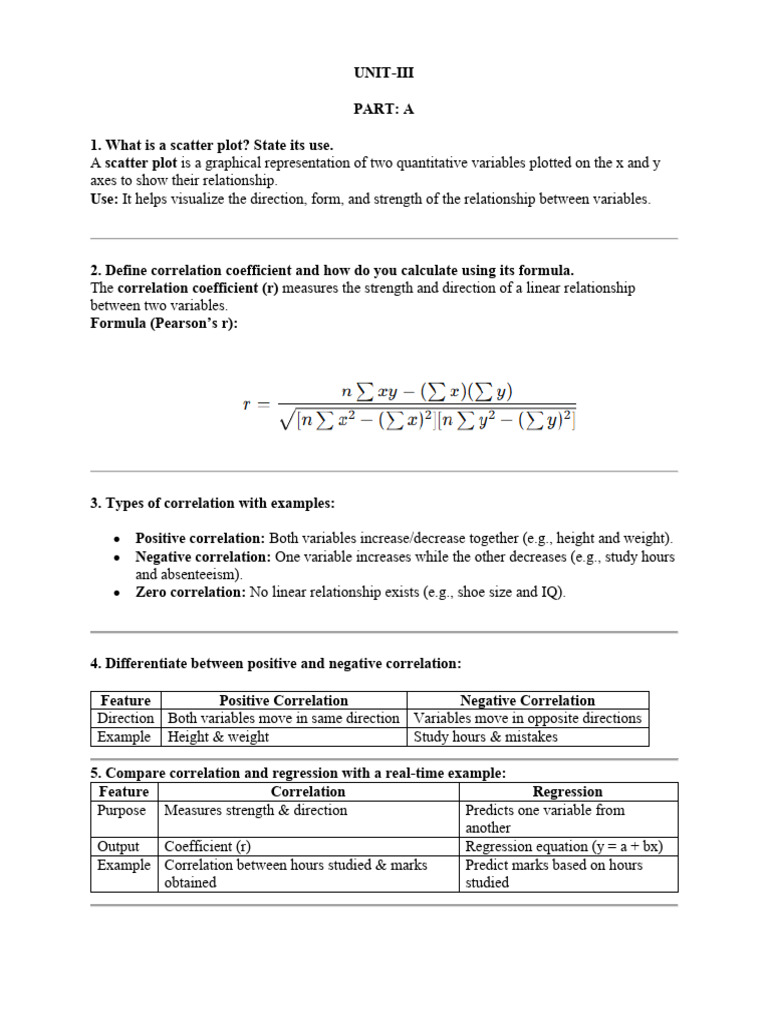 Foundation of data science 3rd unit answer key | PDF | Regression ...