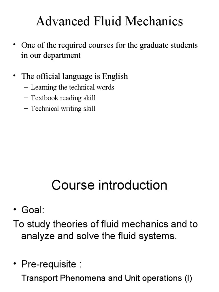 Advanced Fluid Mechanics Course Overview | PDF | Fluid Dynamics | Fluid ...
