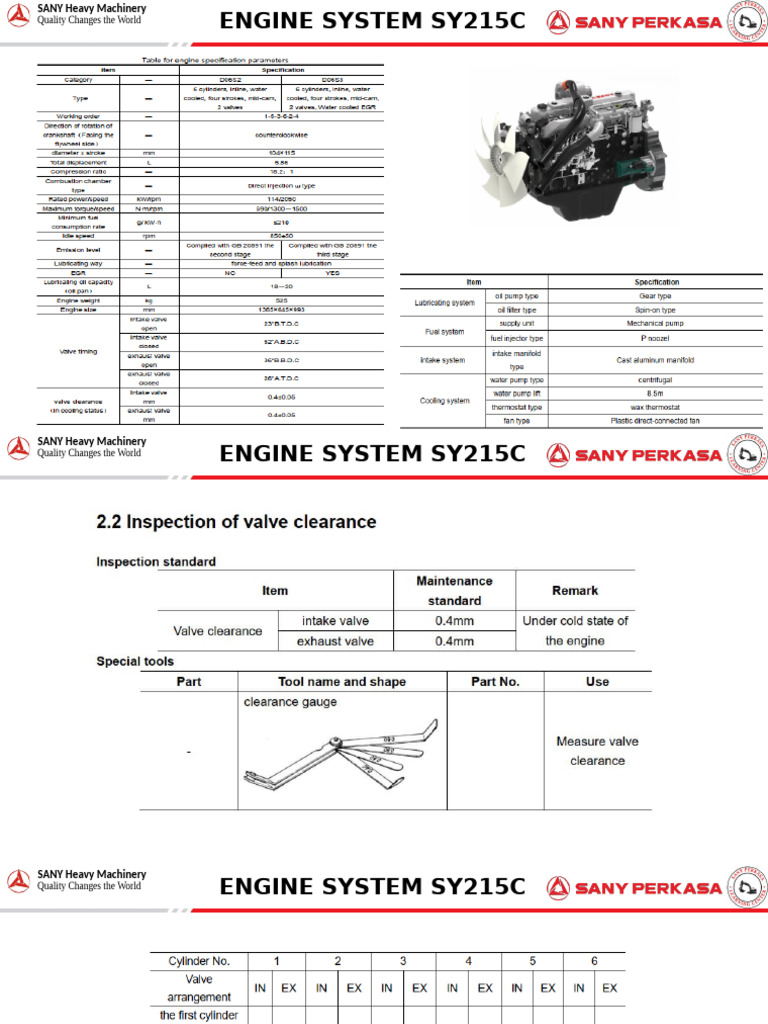 SANY SY215C Engine System Overview | PDF | Machines | Engines
