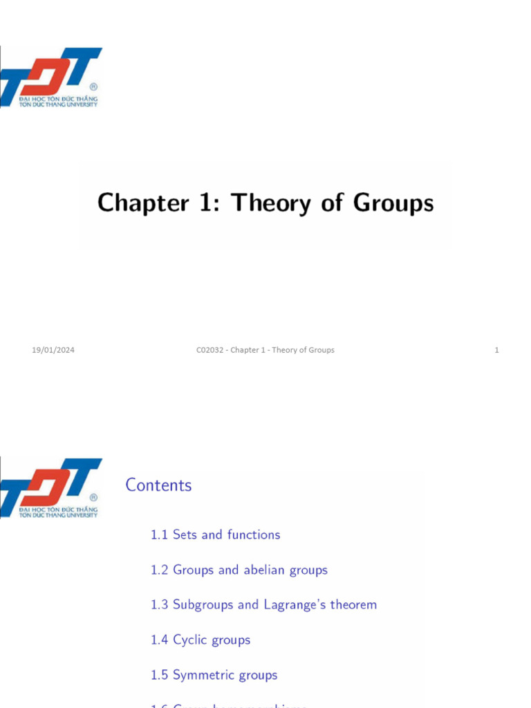C02032 - Chapter 1 - Theory of Groups | PDF