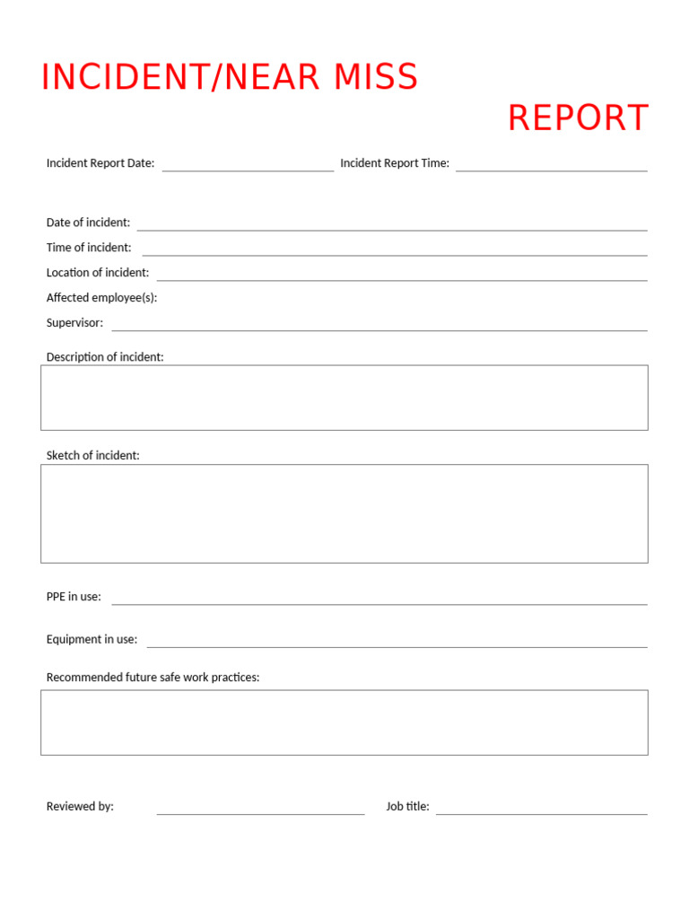 Incident Report Template for Safety | PDF