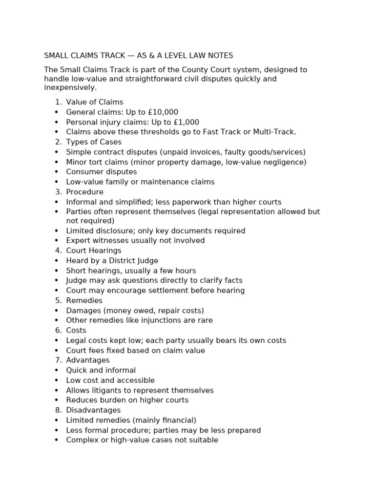 Small Claims Notes | PDF