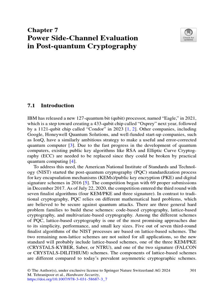 Power Side-Channel Evaluation in Post-Quantum Cryptography | PDF ...