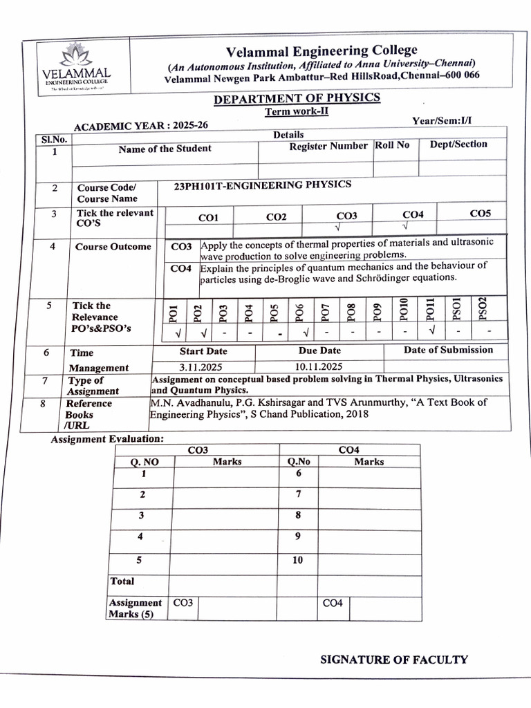 Termwork Assignment II | PDF | Wavelength | Waves
