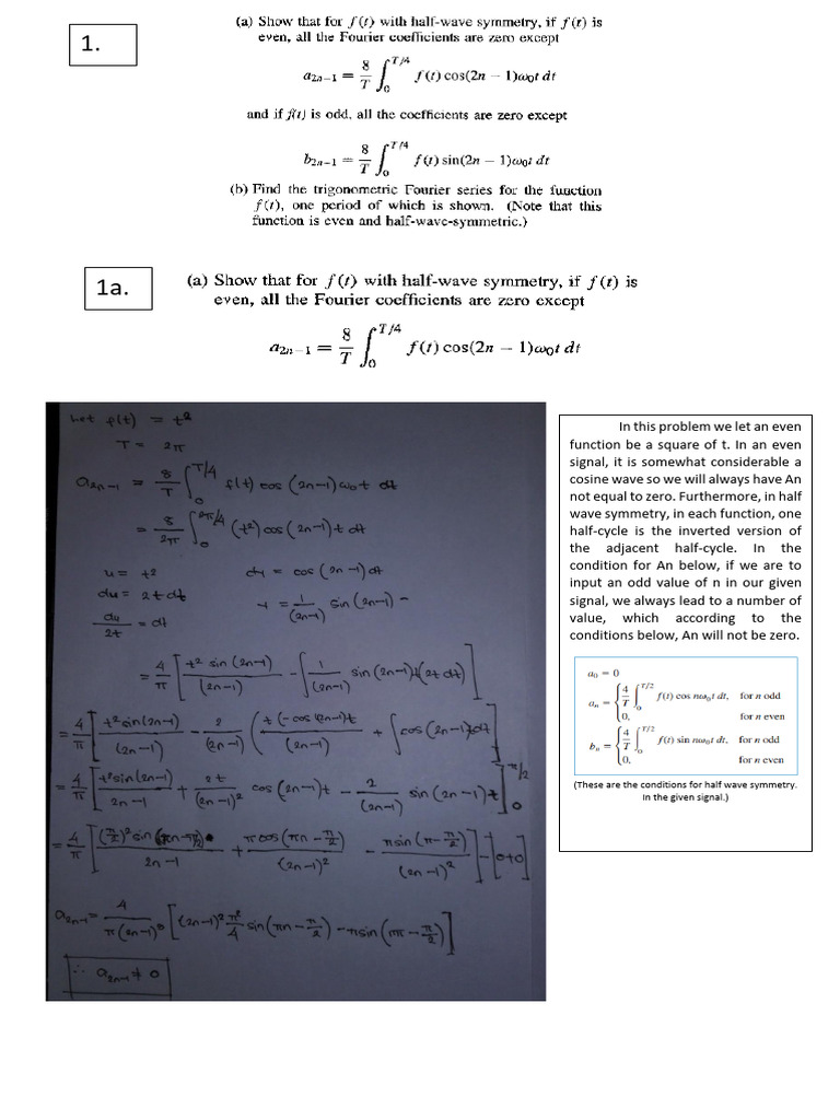 Fourier Series Analysis of Even and Odd Signals | PDF