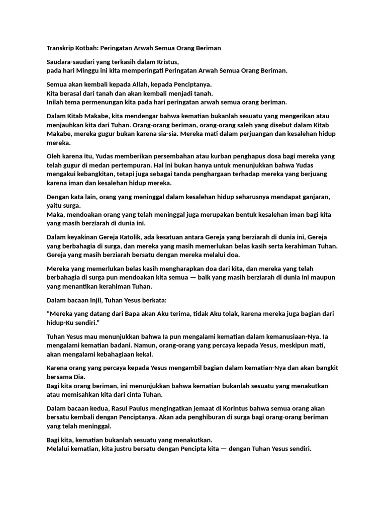 Transkrip Kotbah | PDF