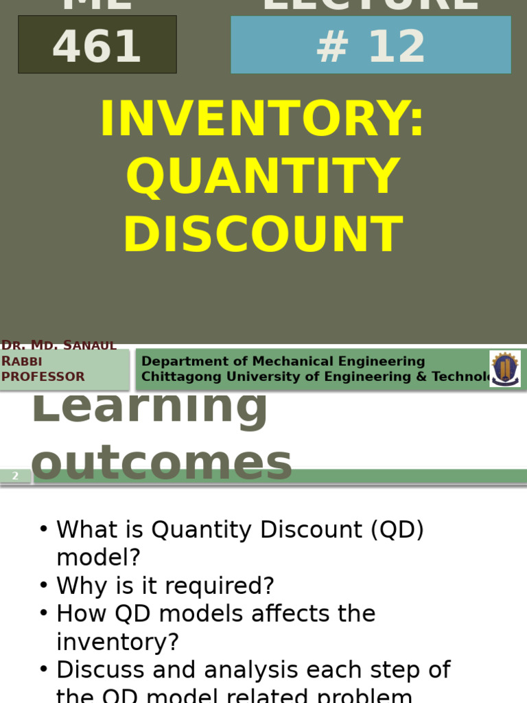 Lecture 12 Inventory QD | PDF | Pricing | Economics