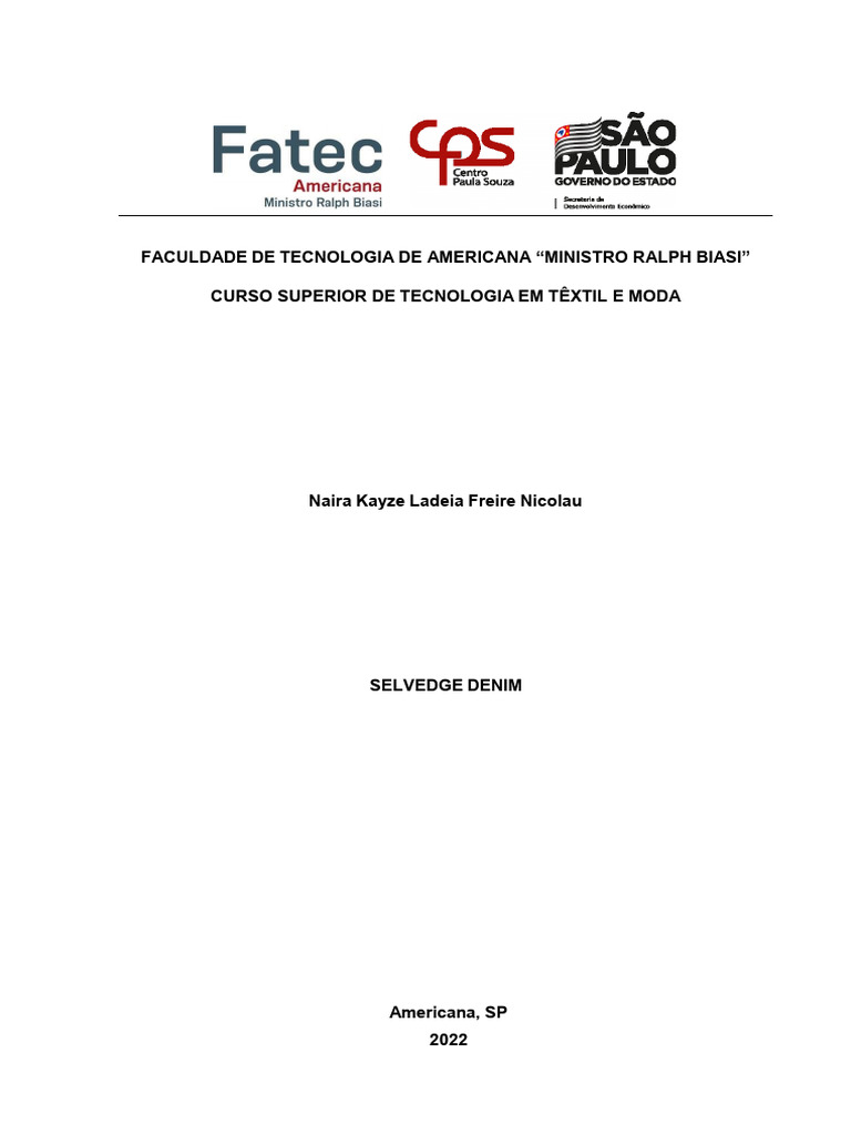 Selvedge Denim | PDF | Têxteis | Fiação (têxtil)