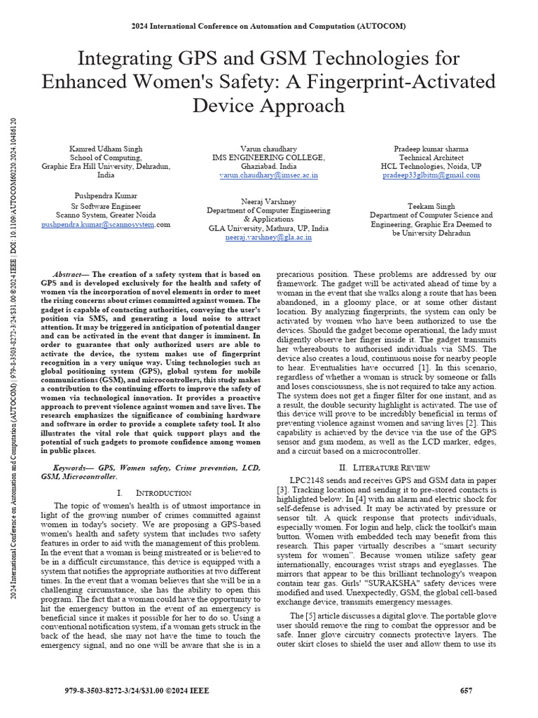 Integrating GPS and GSM Technologies for Enhanced Womens Safety a ...