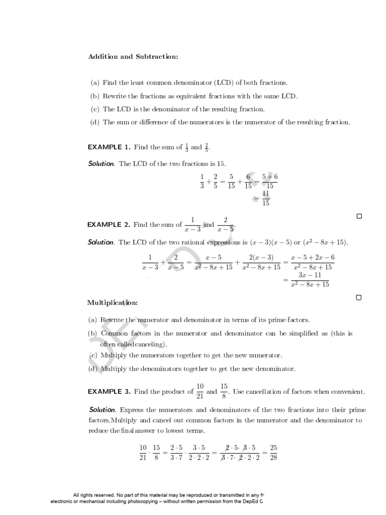 Handout GenMath For ZIRCON | PDF | Division (Mathematics) | Numbers