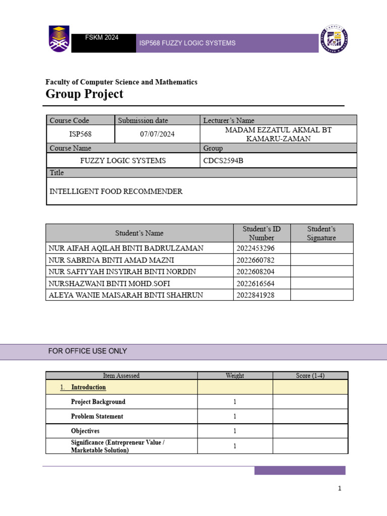 Isp568 Intelligent Food Recommender | PDF | Fuzzy Logic | Logic