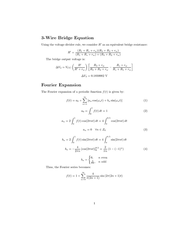 3-Wire Bridge Equation and Fourier Series | PDF | Electrical ...