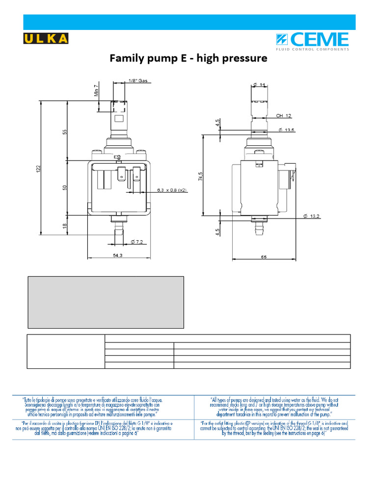 Ulka Pump E Technical Specifications | PDF