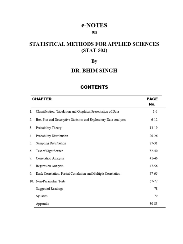 Statistical Methods for Applied Sciences | PDF | Quartile | Probability ...