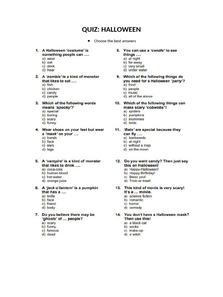 Quiz Halloween | PDF