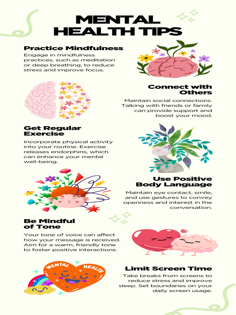 Mental Health Infographic in Cream Beige Hand Drawn Style Mental Health ...