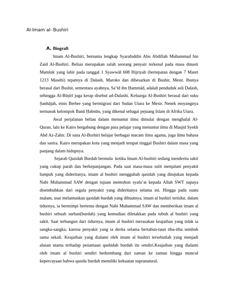 Burdah Imam Bushiri | PDF
