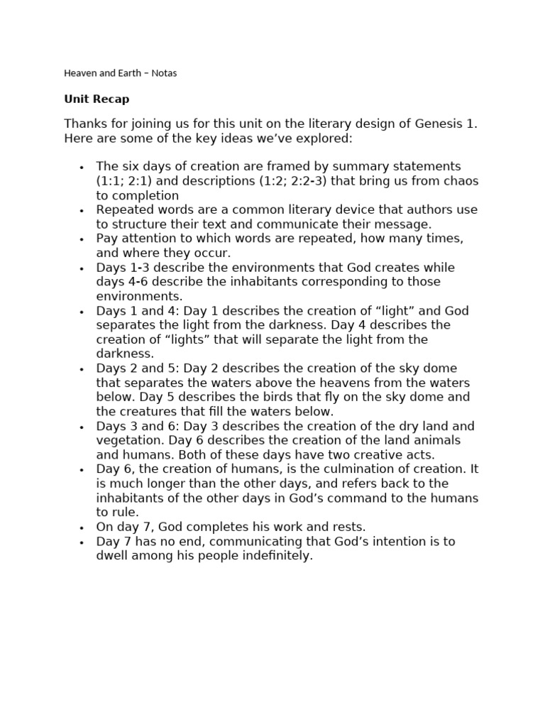 Literary Design of Genesis 1 Explained | PDF