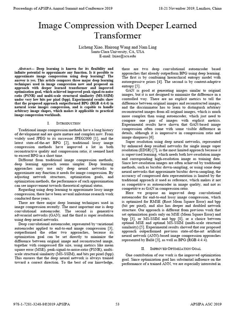 Deep Learning for Image Compression | PDF | Data Compression | Deep ...