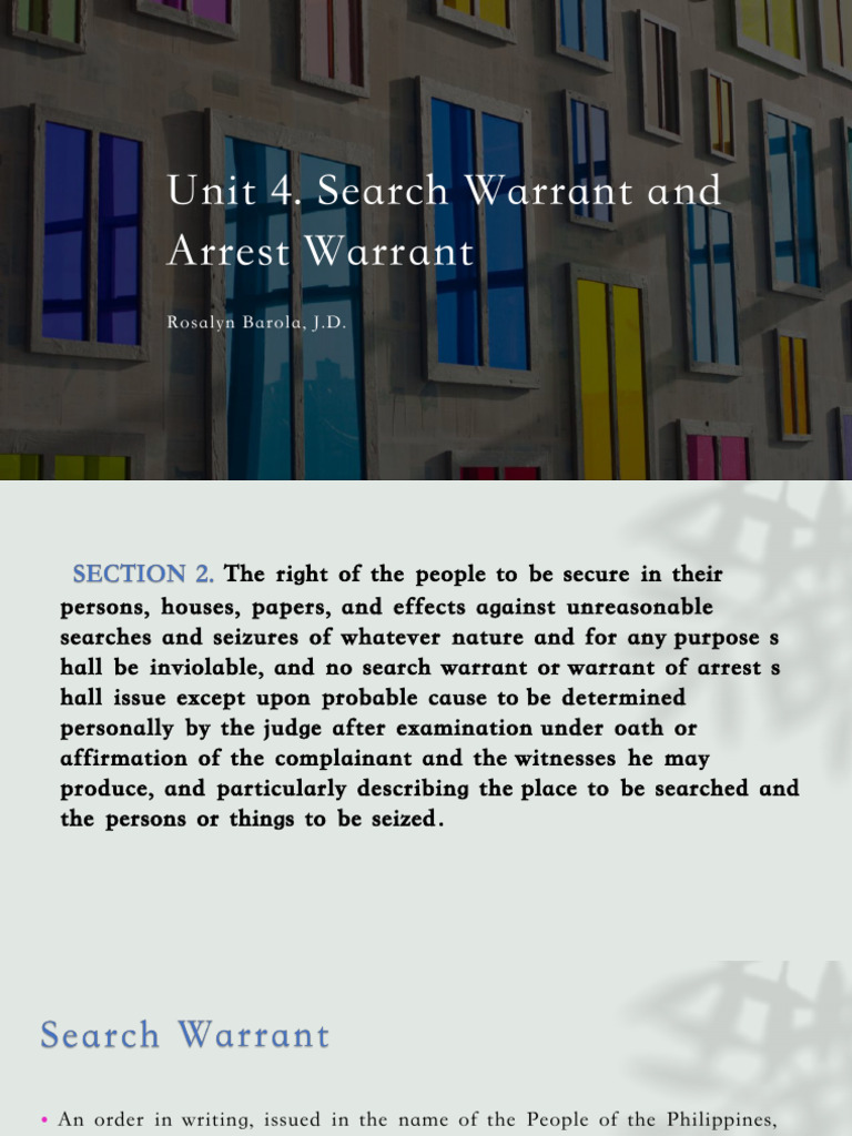 Search and Arrest Warrant Guidelines | PDF | Probable Cause | Search ...