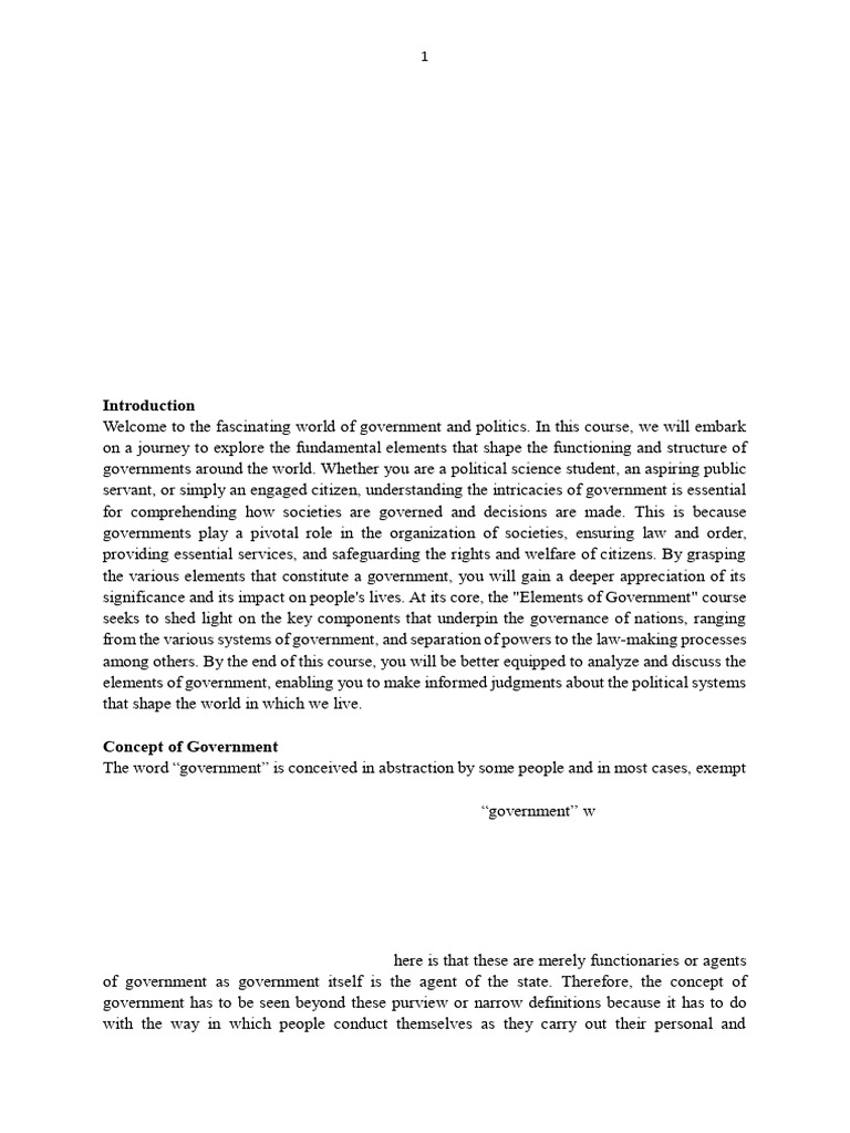 Element of Government - Course Material - 2025 | PDF | Bill (Law ...