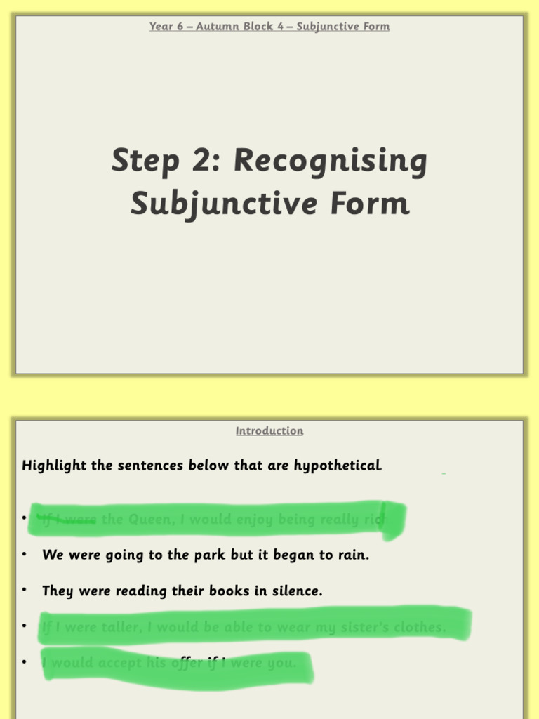 GPS Year 6 Autumn Block 4 Step 2 PPT Recognising Subjunctive Form | PDF