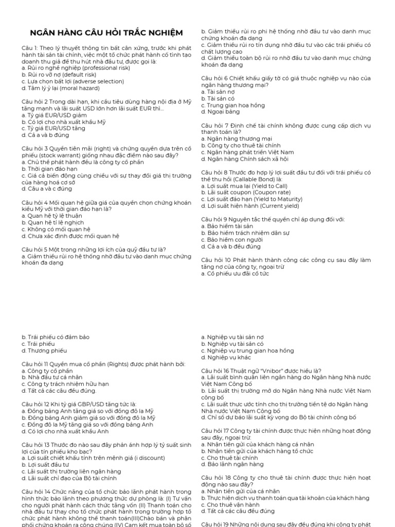Trắc Nghiệm - TTTC | PDF