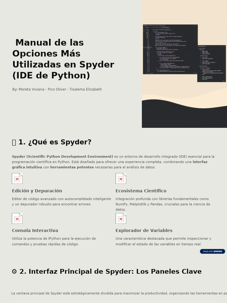 Manual de Las Opciones Mas Utilizadas en Spyder IDE de Python | PDF ...