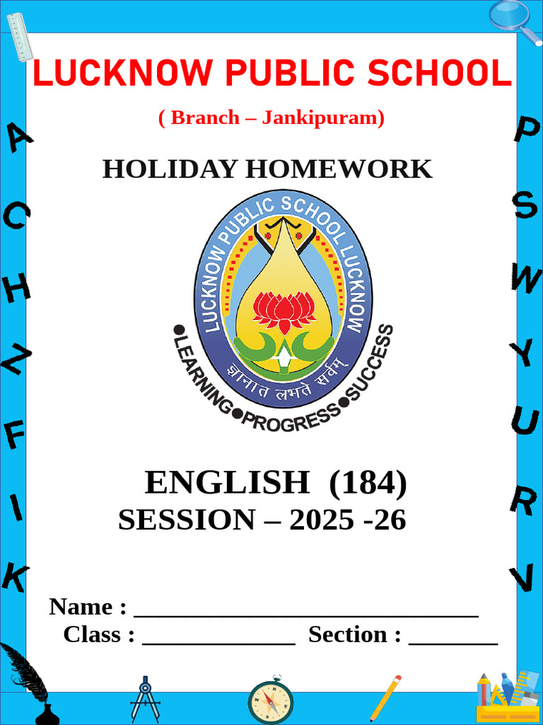 Lucknow Public School Holiday Homework 2025 | PDF