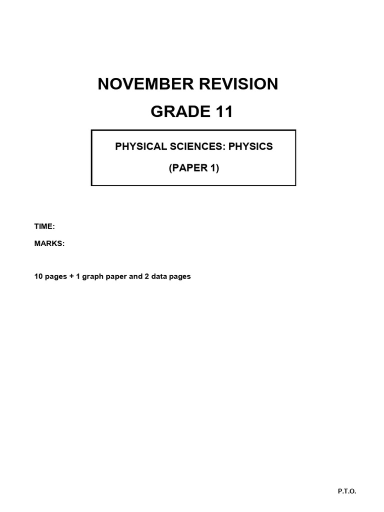 Grade 11 Physics November Revision | PDF | Force | Friction