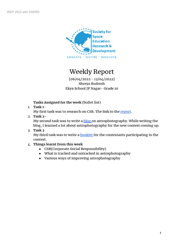 Shreya Rudresh - Report 1 Shreya Rudresh | PDF