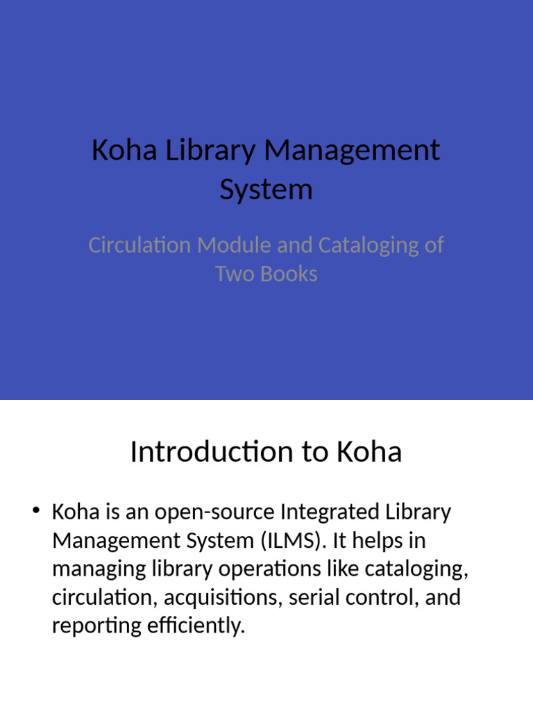 Koha Library Management System Guide | PDF