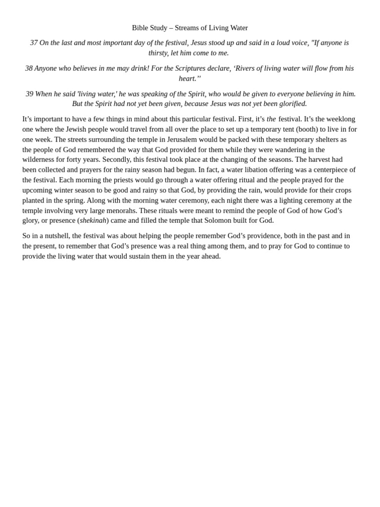 Streams of Living Water Explained | PDF