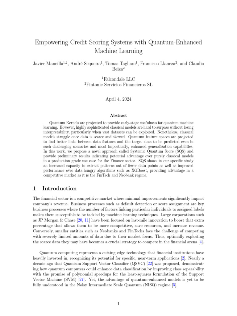 Quantum-Enhanced Credit Scoring Systems | PDF | Quantum Computing ...