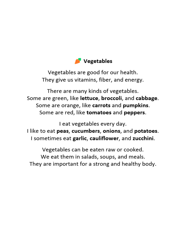 Benefits of Eating Vegetables Daily | PDF