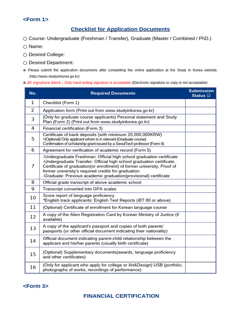 Checklist For Application Documents | PDF | Postgraduate Education ...