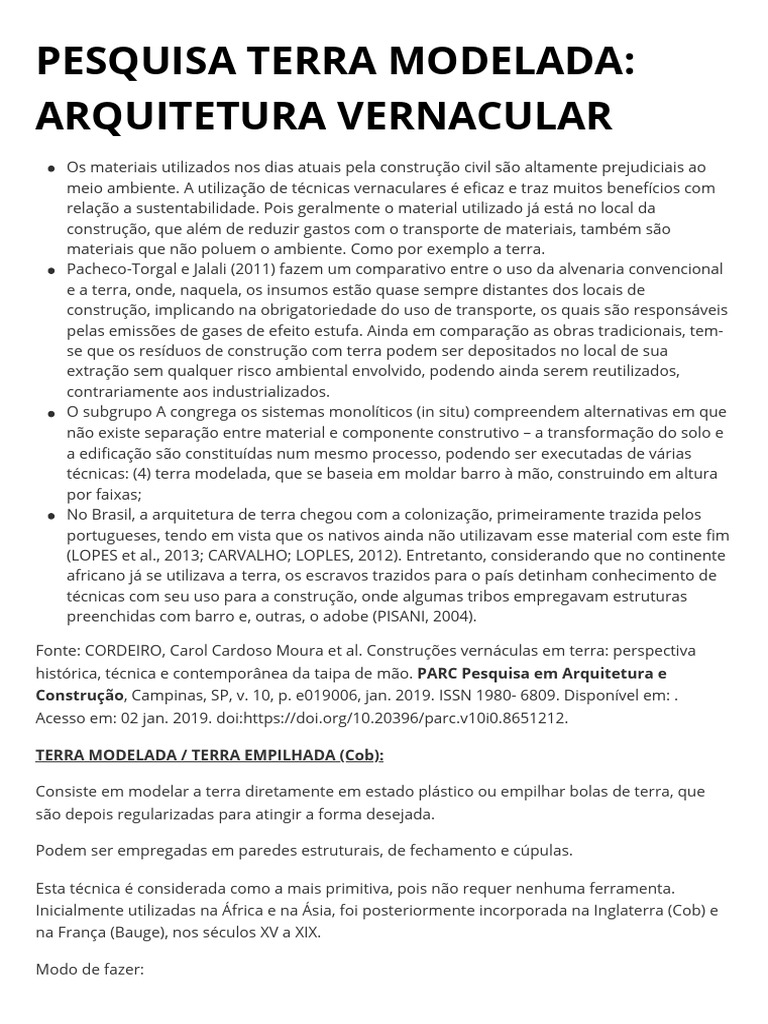 Arquitetura Vernacular com Terra Modelada | PDF | Terra | Ambiente natural