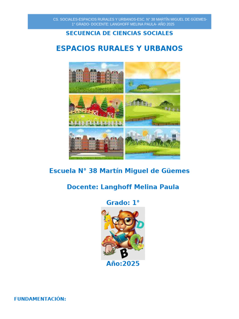 Espacios Rurales y Urbanos en 1° Grado | PDF | Geografía | Ciencias ...