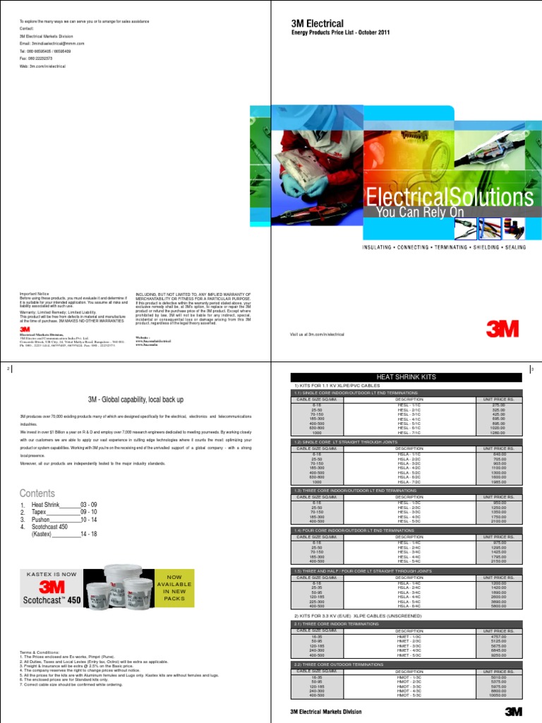 3M Cable Jointing Kit Price List 2025 | PDF | Business | Nature