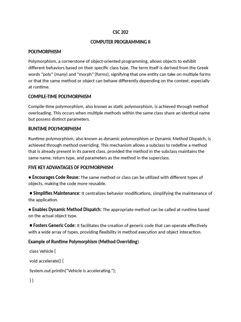 CSC 202 | PDF | Method (Computer Programming) | Inheritance (Object Oriented Programming)