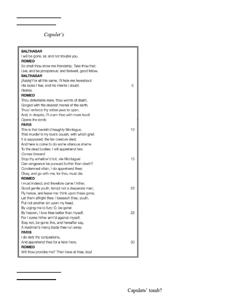 Analysis of Romeo and Juliet Act 5, Scene 3 | PDF | Characters In Romeo ...