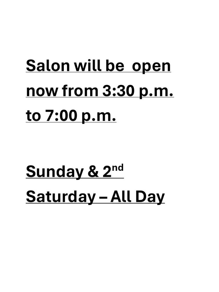 Salon Timing | PDF