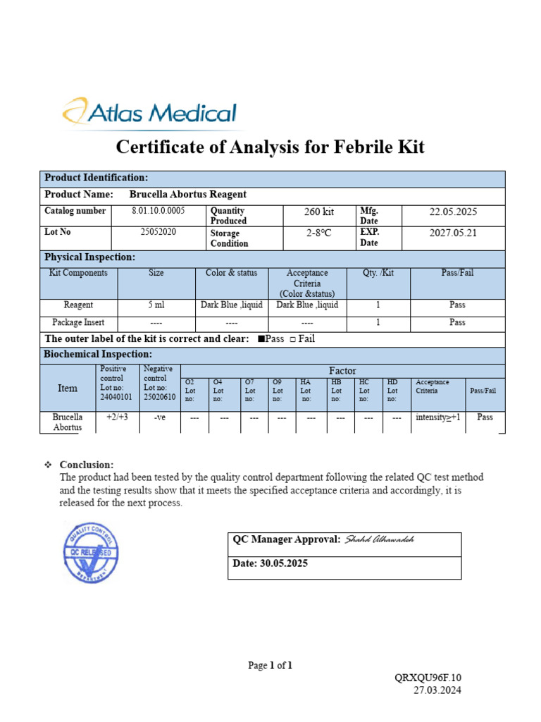Brucella Abortus Reagent 25052020 | PDF