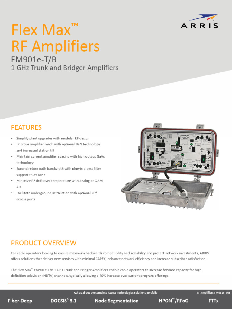 Flex Max FM901e-T-B 1 GHZ Trunk-Bridger Amplifiers Data Sheet | PDF ...